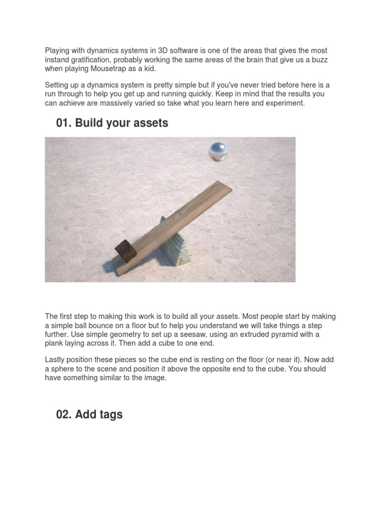 Set Up A Basic Dynamics System In 3d Software To Simulate A Seesaw