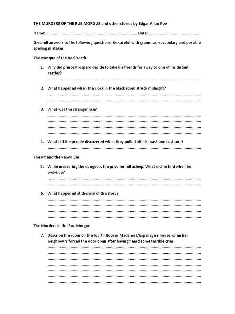 The Murders of The Rue Morgue | PDF | Short Stories