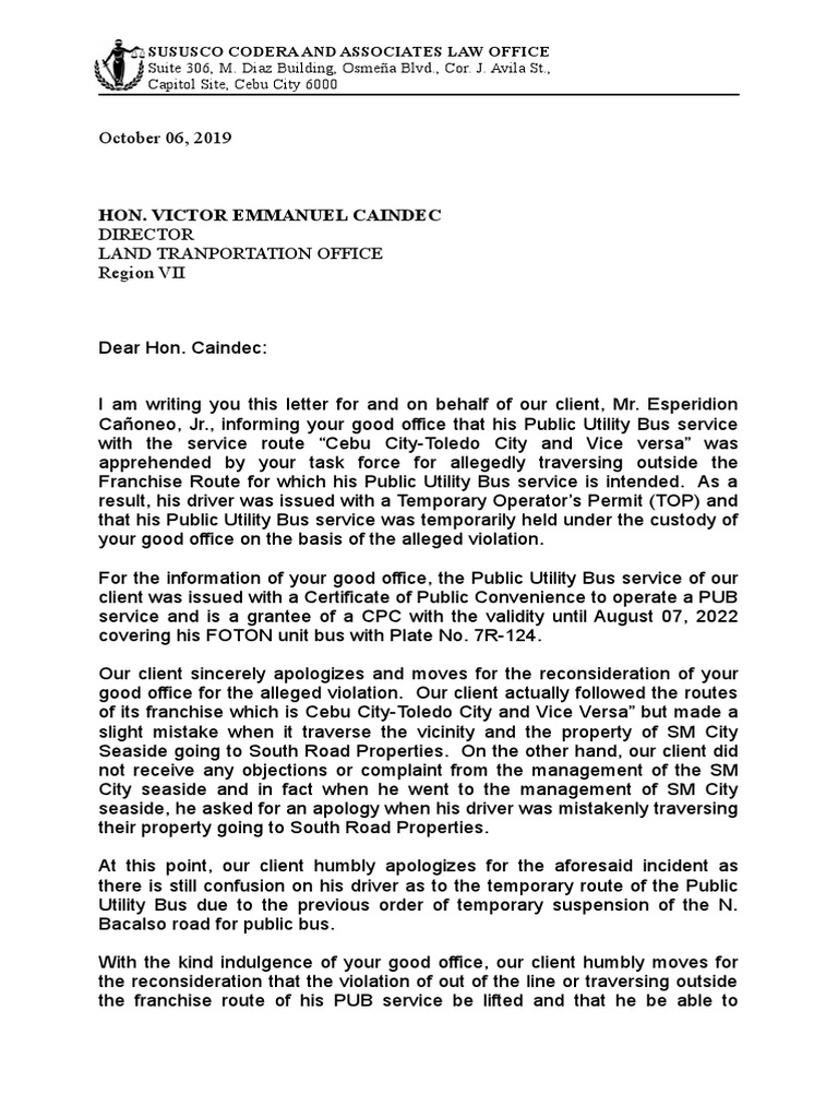 Letter To LTO | PDF | Government | Violence