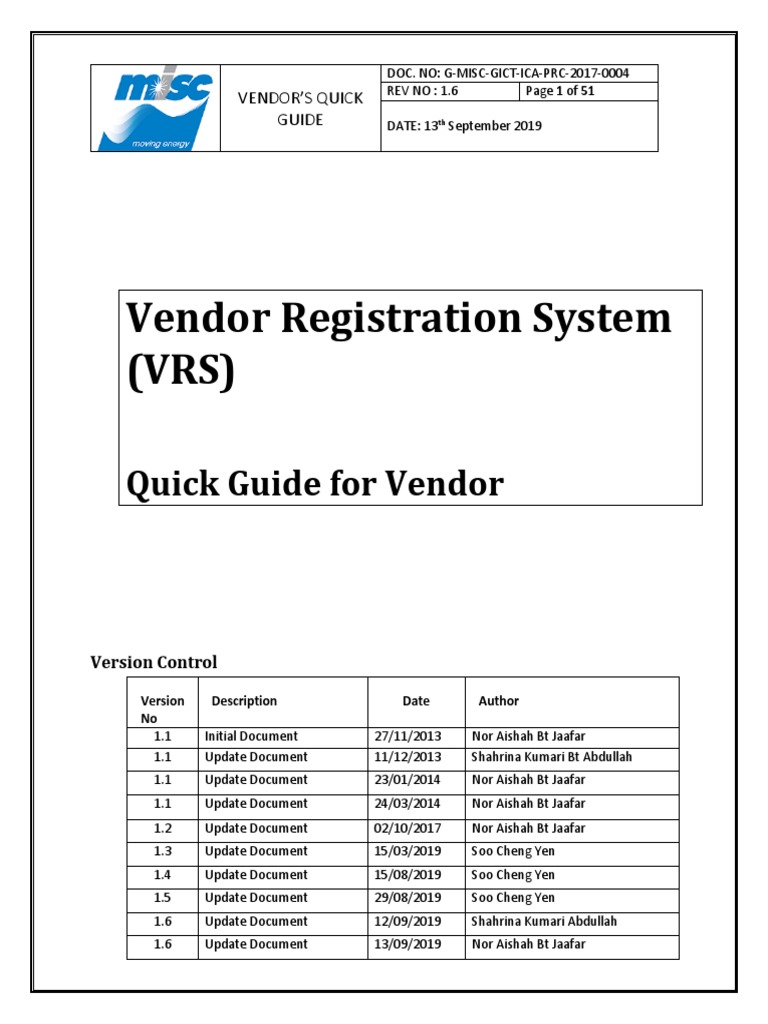 A Guide to Registering as a New Vendor on the MISC Vendor Registration ...