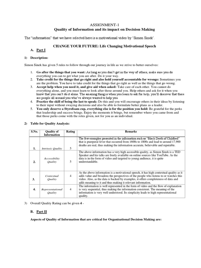 Quality of Information and Its Impact On Decision Making | PDF ...