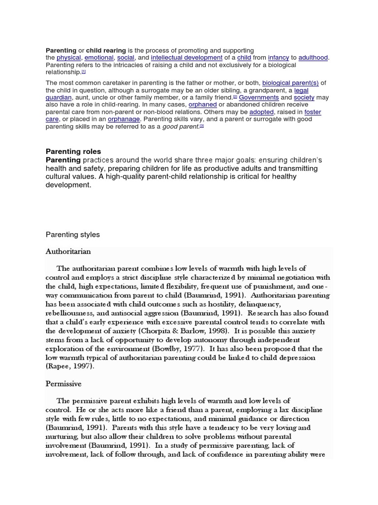 Parenting Role Guide | PDF | Parenting | Relationships