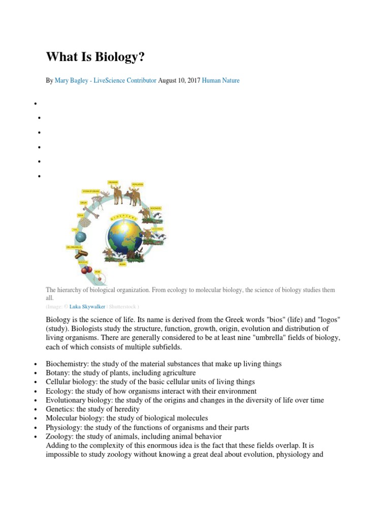 What Is Biology?: Mary Bagley - Livescience Contributor Human Nature ...