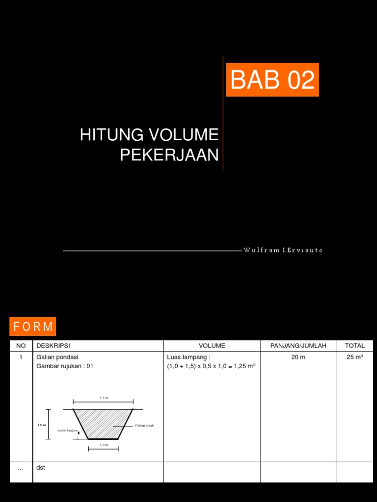 Perhitungan Volume Pekerjaan Konstruksi | PDF