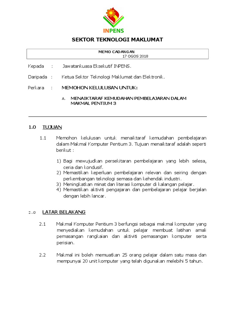CTH Memo Menaiktaraf p3 Excom | PDF