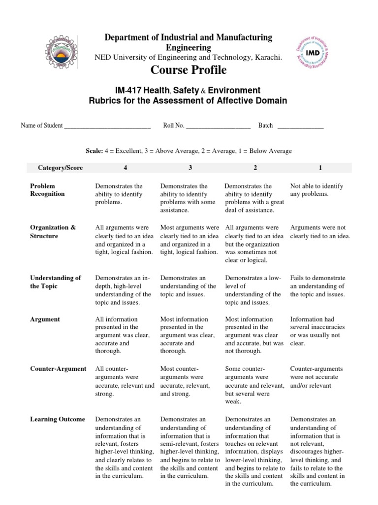 Course Profile: Department of Industrial and Manufacturing Engineering ...