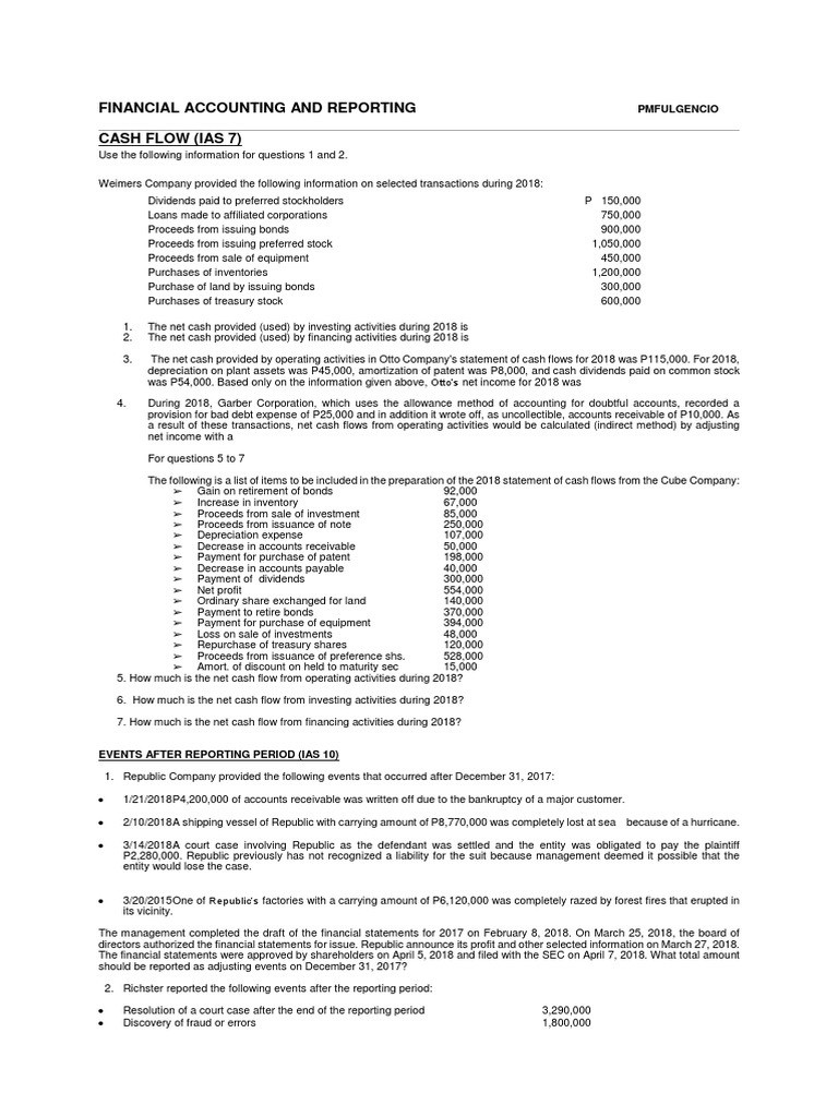 Acc05 Far Handout 7 | PDF | Cash Flow Statement | Depreciation