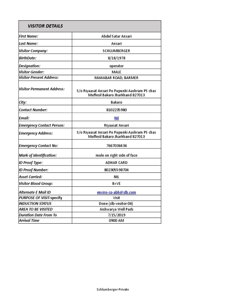 Visitor Form | PDF