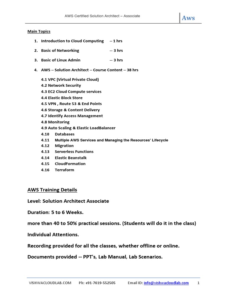 AWS Certified Solution Architect | PDF | Cloud Computing | Virtual Private Network