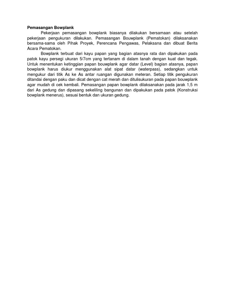 Pemasangan Bowplank | PDF | Teknologi & Rekayasa