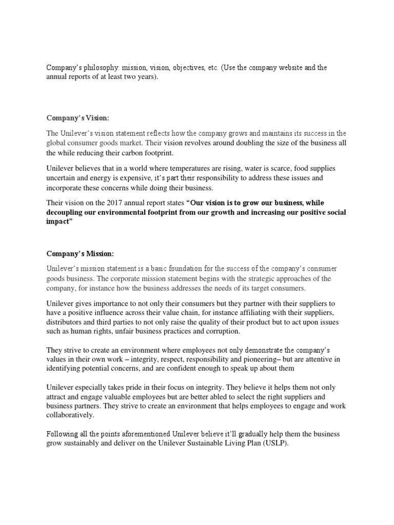 Unilever's Mission and Vision Explained | PDF