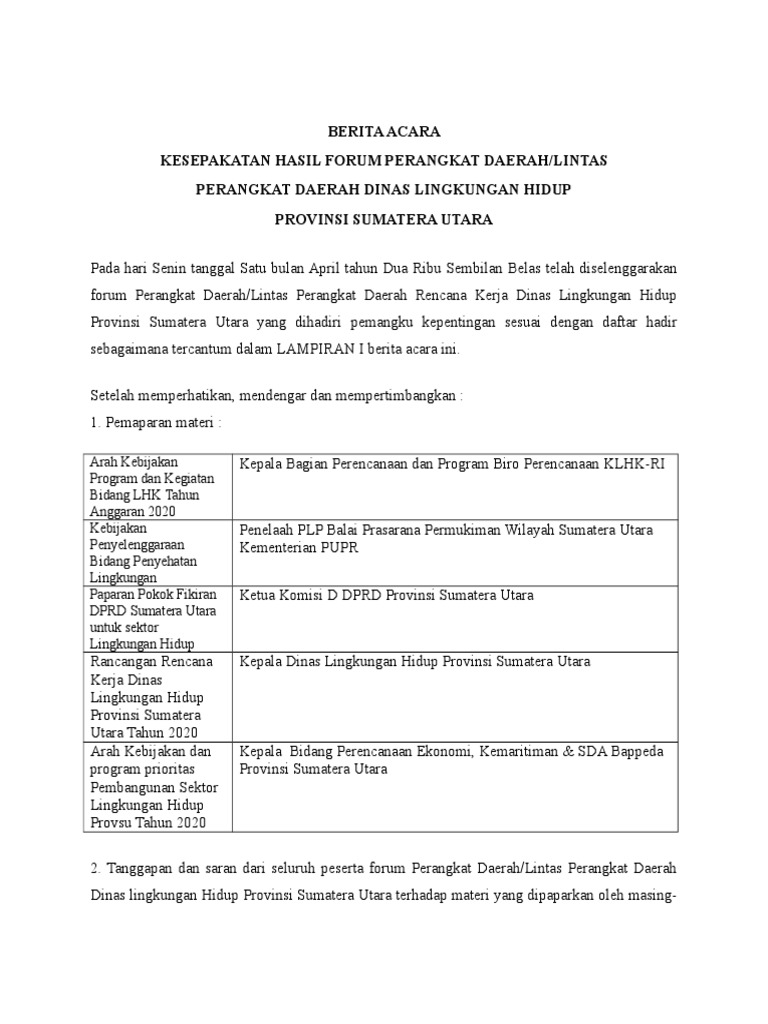 Berita Acara Forum Opd Renja | PDF | Bisnis | Sains & Matematika