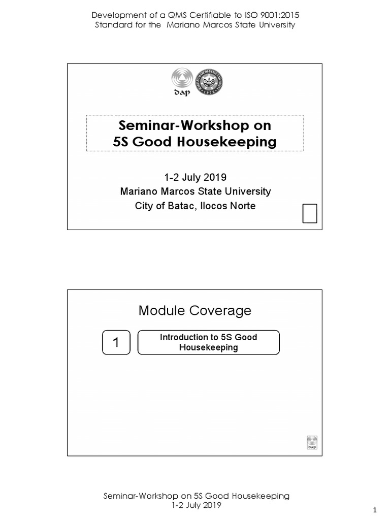 5S Good Housekeeping for ISO 9001:2015 | PDF | Quality Management ...
