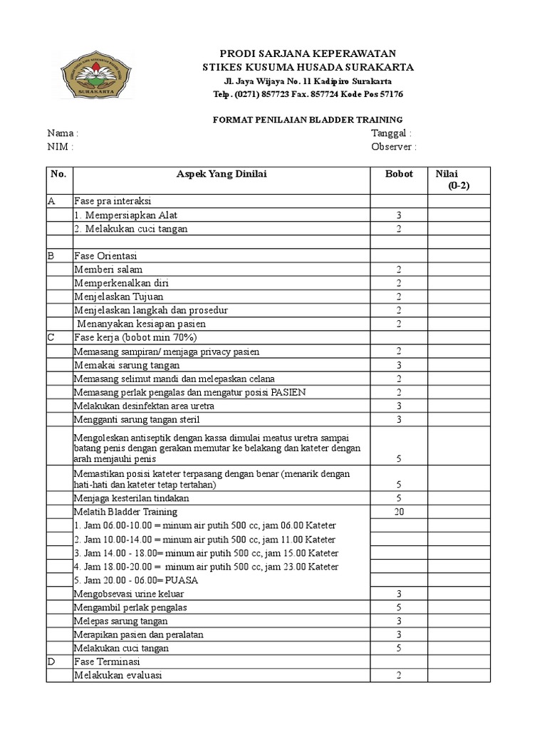 Tools Bladder Training | PDF