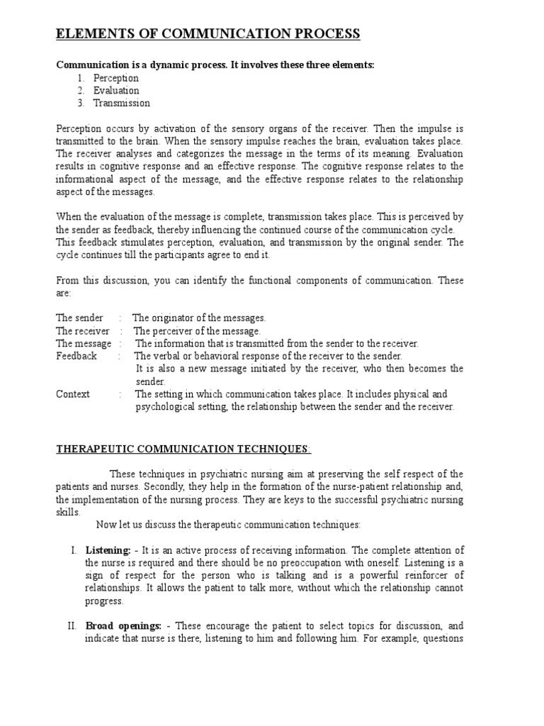 Communication Is A Dynamic Process. It Involves These Three Elements ...