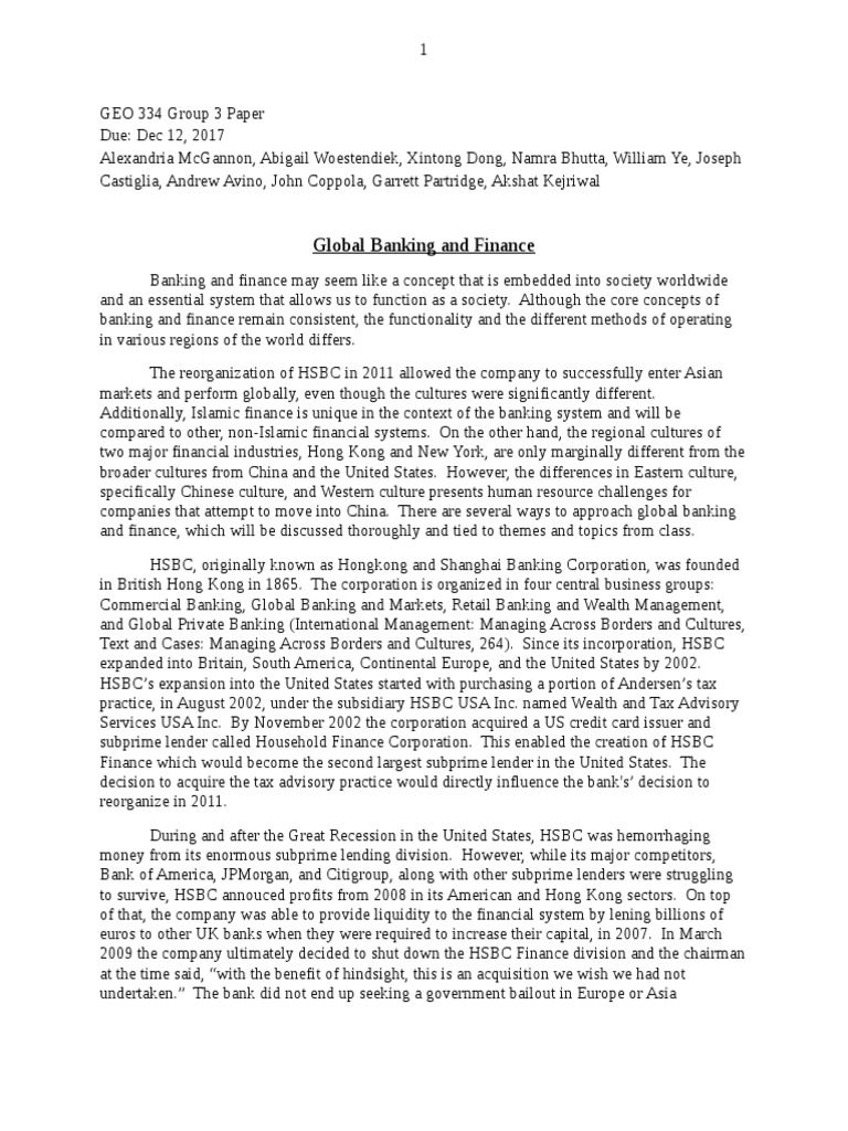 Geo 334 Paper | PDF | Hsbc | Islamic Banking And Finance