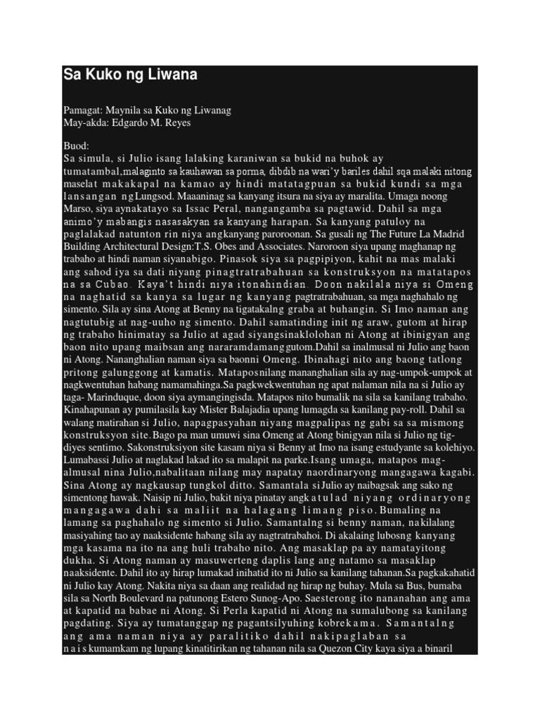 Sa Kuko NG Liwanag | PDF