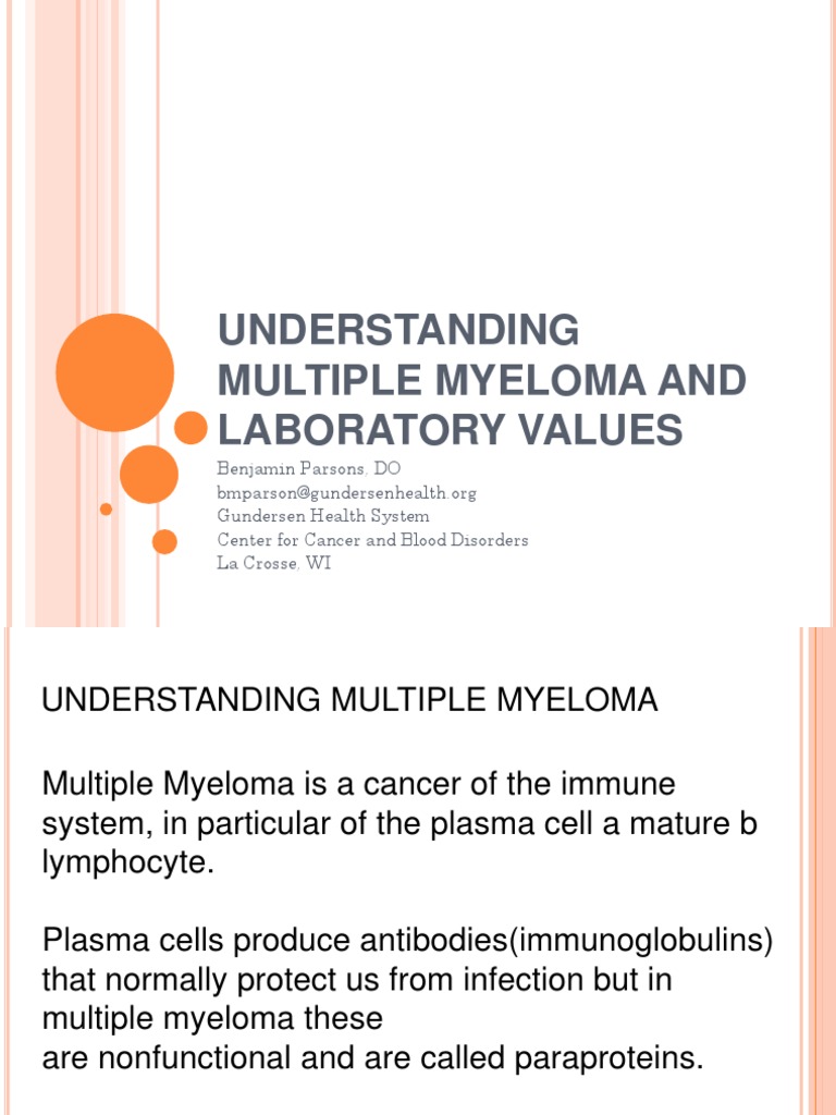 Understanding Multiple Myeloma and Laboratory Values | PDF | Multiple ...