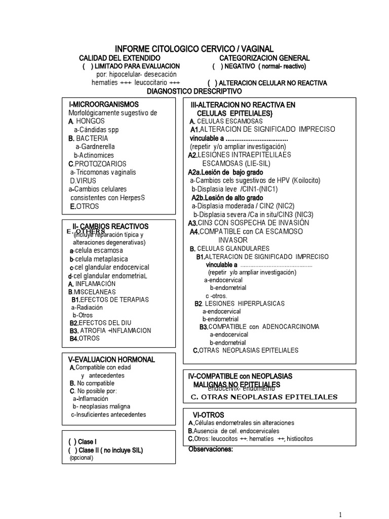 Informes Citologico, Colposcopico y Vulvoscopico Impresion | PDF ...