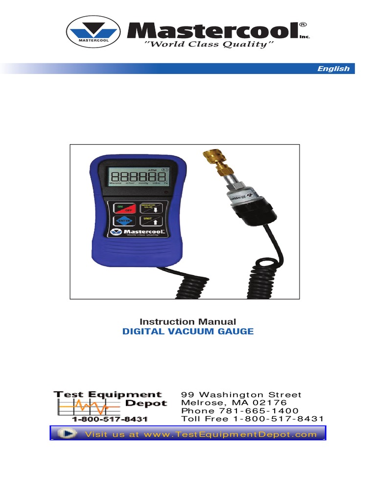 Mastercool 98061 Manual | PDF | Vacuum | Pressure Measurement