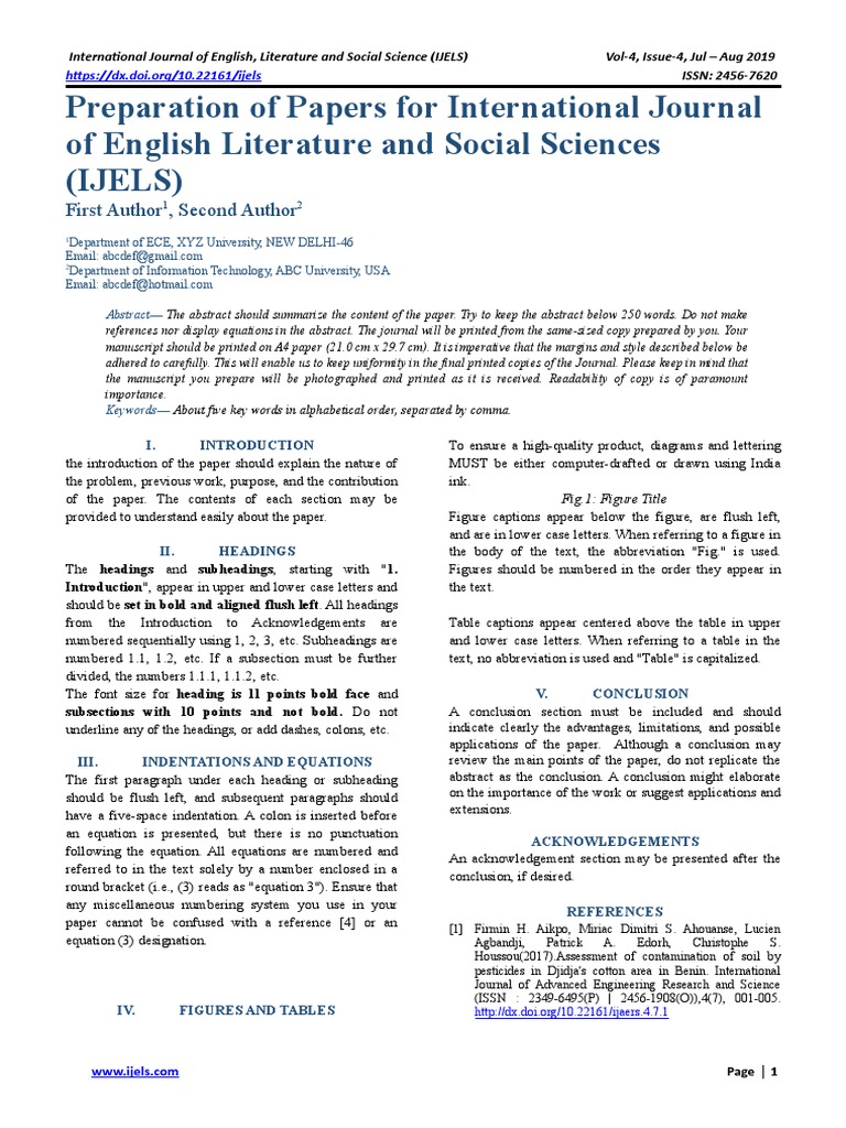 Paper Format Ijels | PDF | Paragraph | Writing