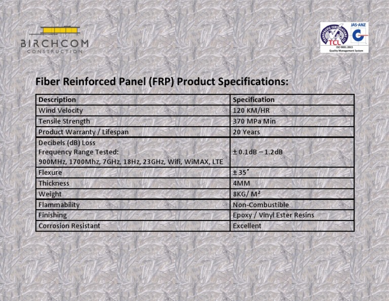 Easy Macro - Fiber Reinforced Panel - Spec | PDF