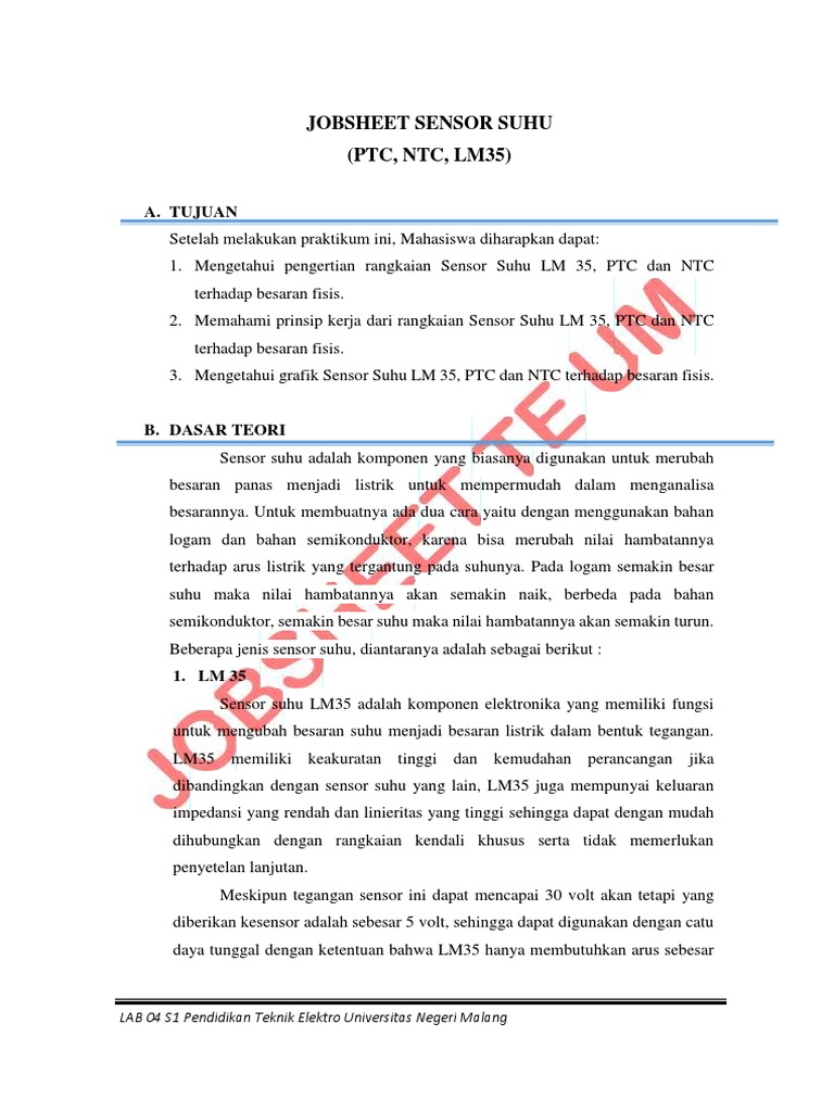 Sensor Dan Tranducer Jobsheet 3 Sensor Suhu | PDF
