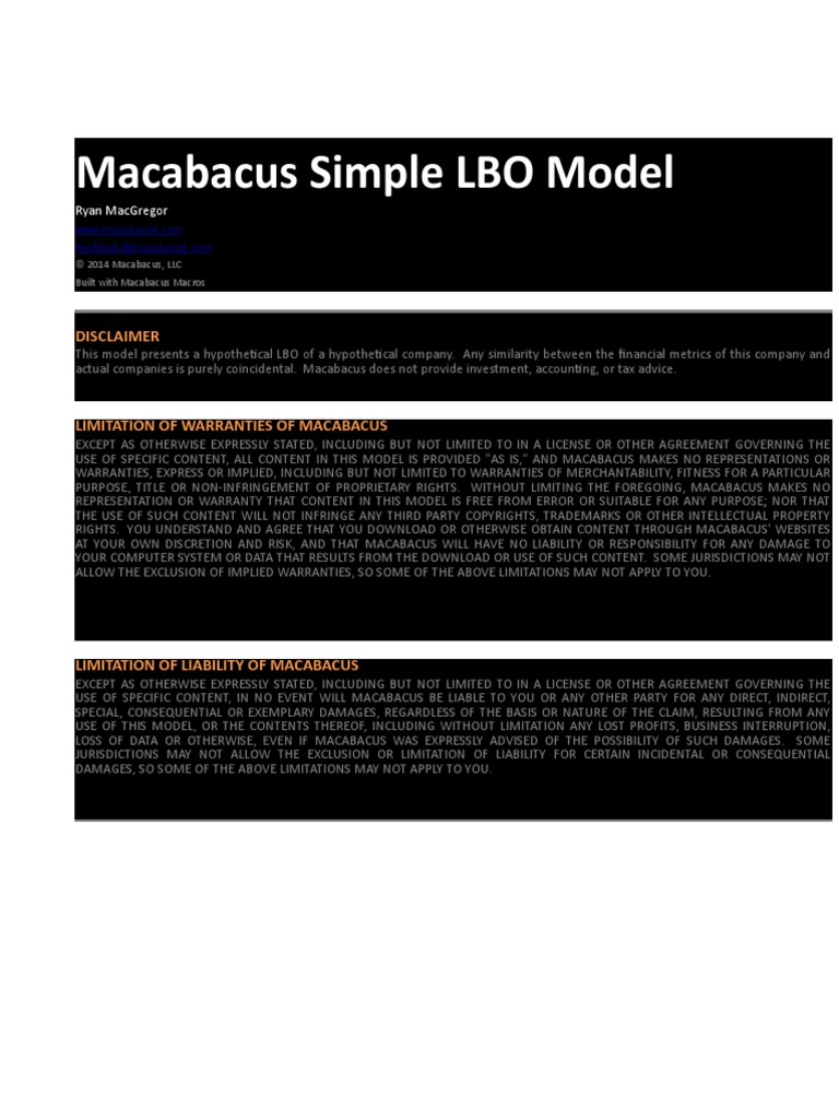 Lbo Model Short Form | PDF | Discounted Cash Flow | Leveraged Buyout