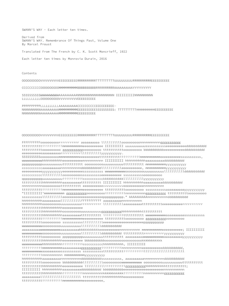 Swann's Way Letter Repetition Guide | PDF | In Search Of Lost Time ...