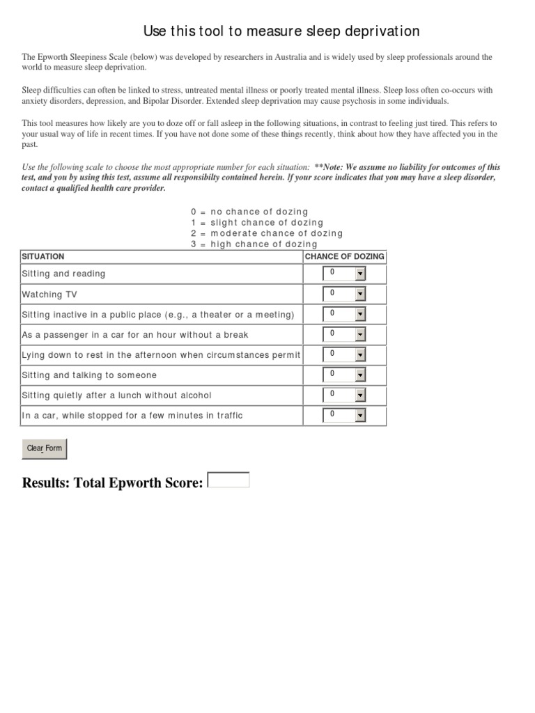 Use This Tool To Measure Sleep Deprivation | PDF | Sleep Disorder ...