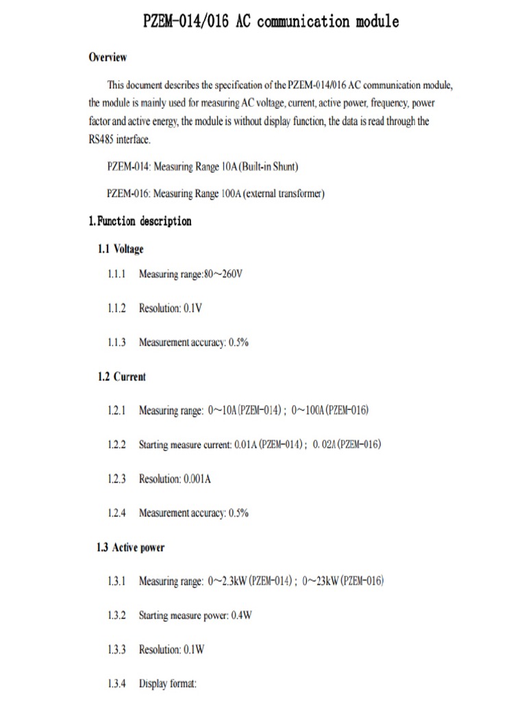 Pzem-016 Pzem014 User Manual | PDF