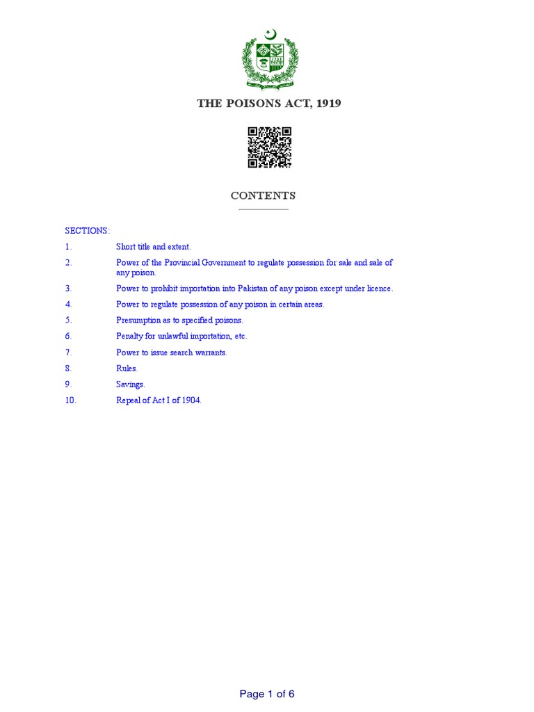 The Poisons Act, 1919 PDF | PDF | Public Sphere | Government Information