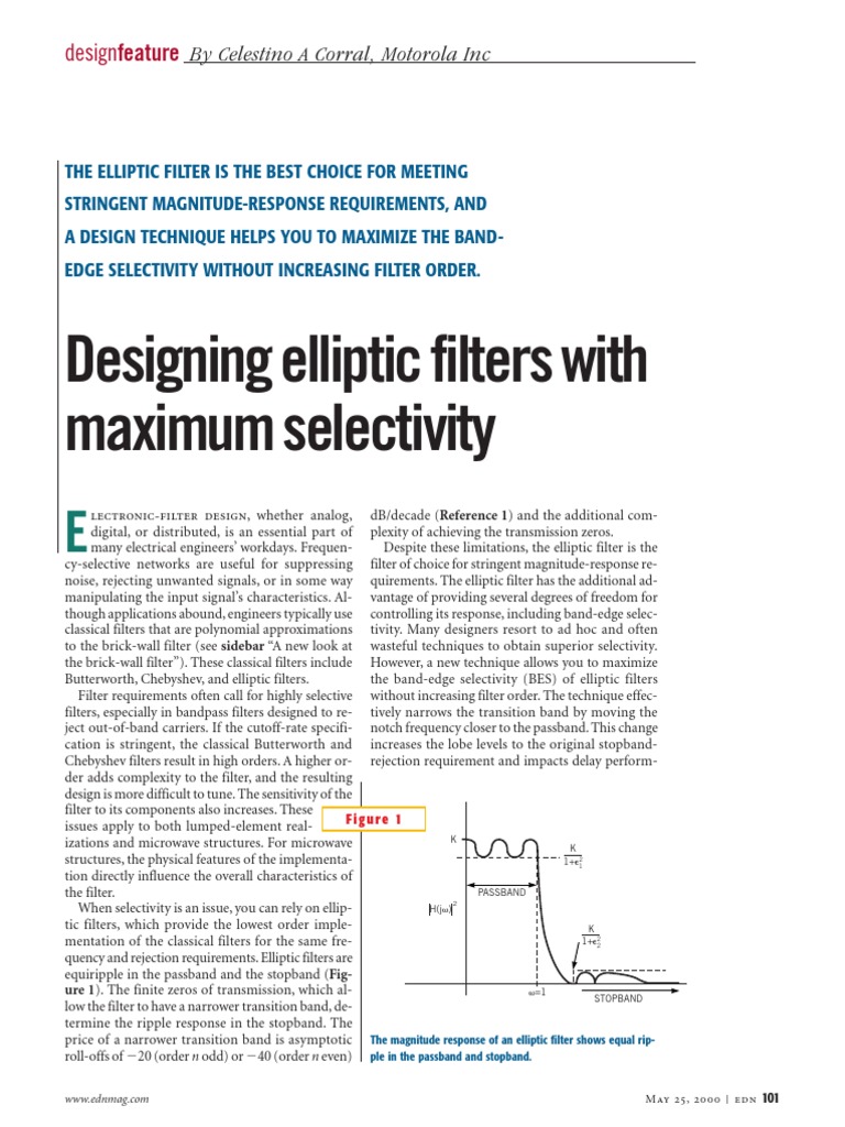 Elliptical Filters Pdf Filter Signal Processing Spectral Density