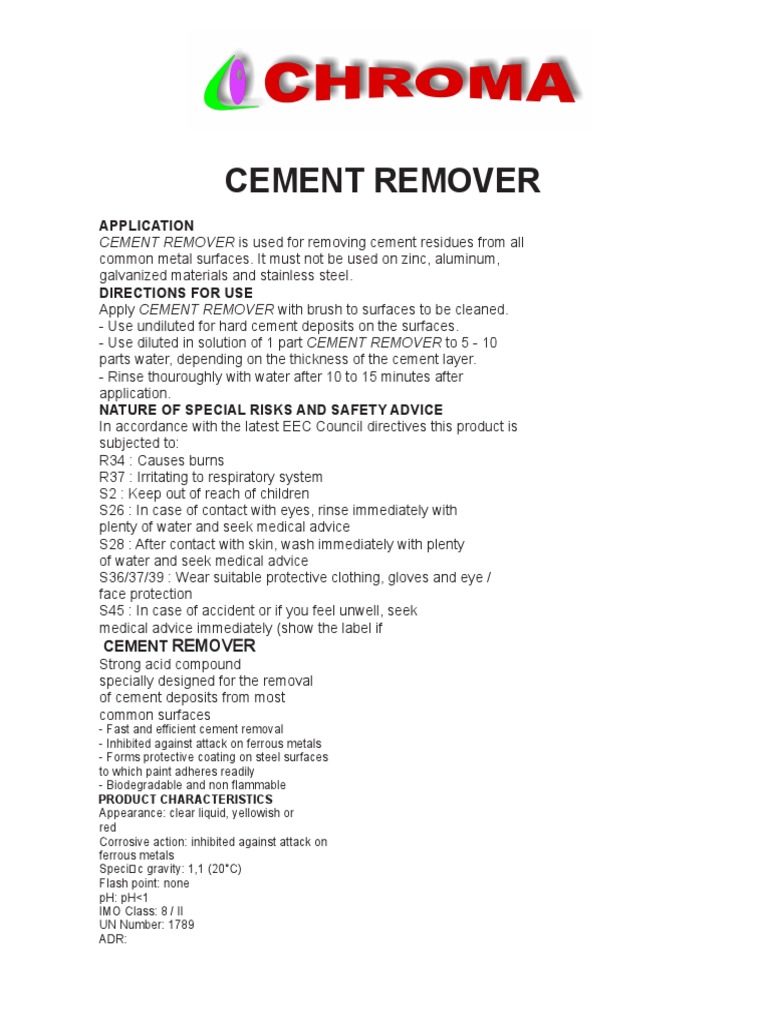 Cement Remover Specs | PDF