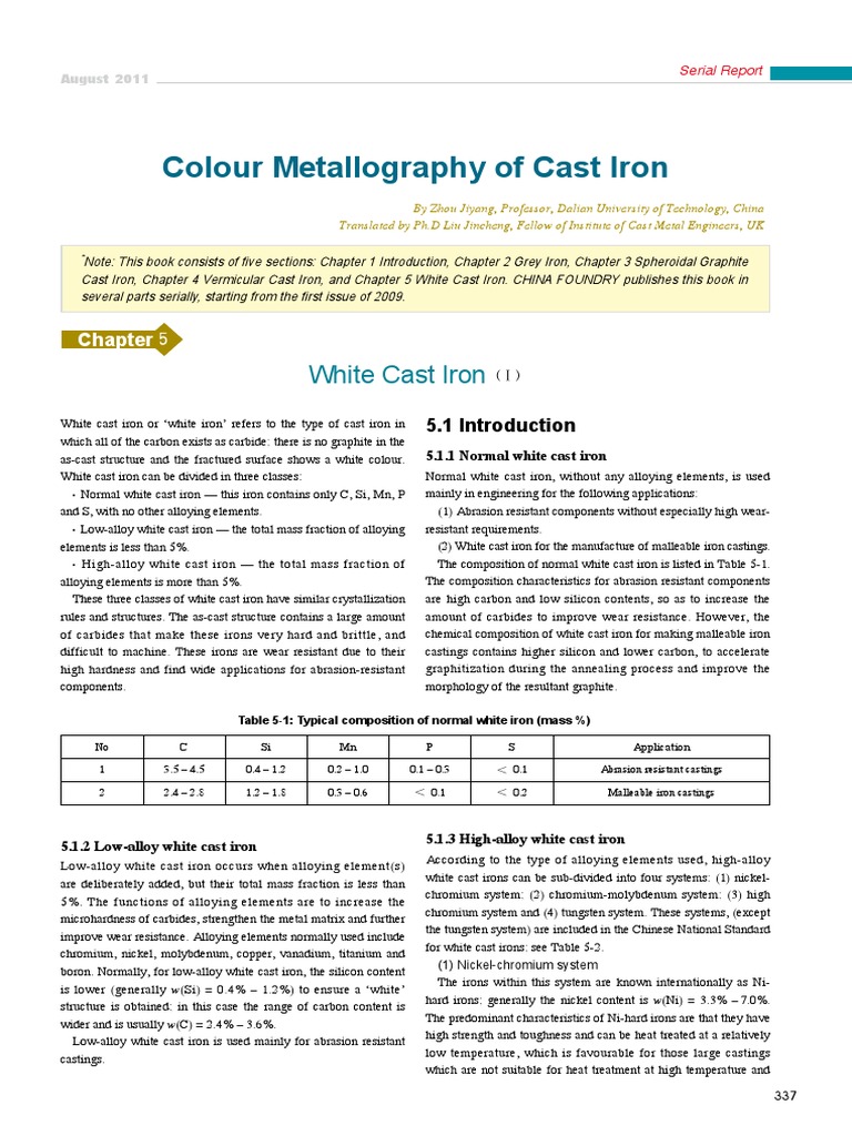 Colour Metallography of White Cast Iron | PDF | Cast Iron | Iron