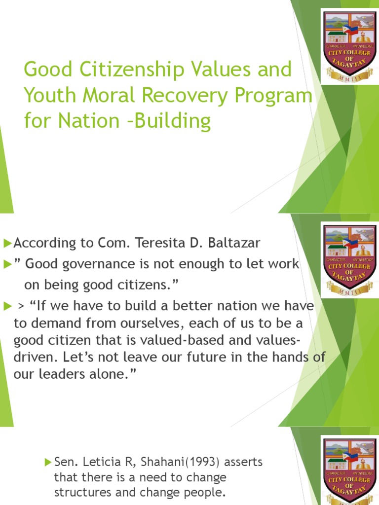 Good Citizenship Values and Youth Moral Recovery Program 1 | PDF ...