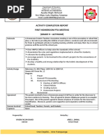 Activity Completion Report First Homeroom Pta Meeting (Grade 9 ...