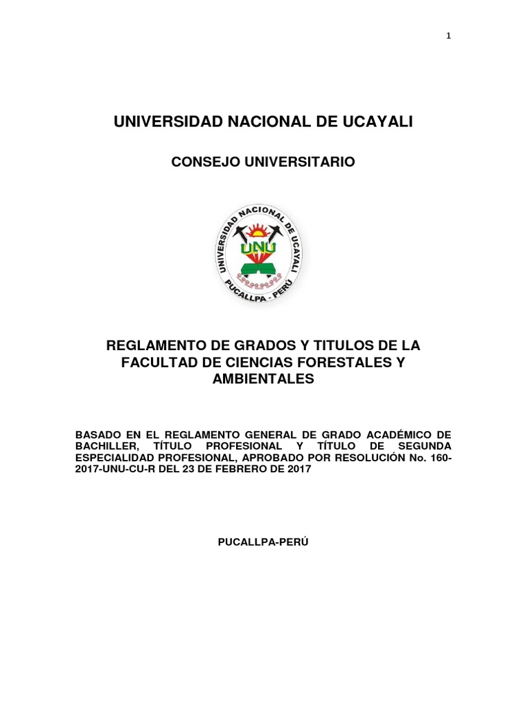 Reglamento Grados y Títulos UNU | PDF | Titulo academico | Universidad