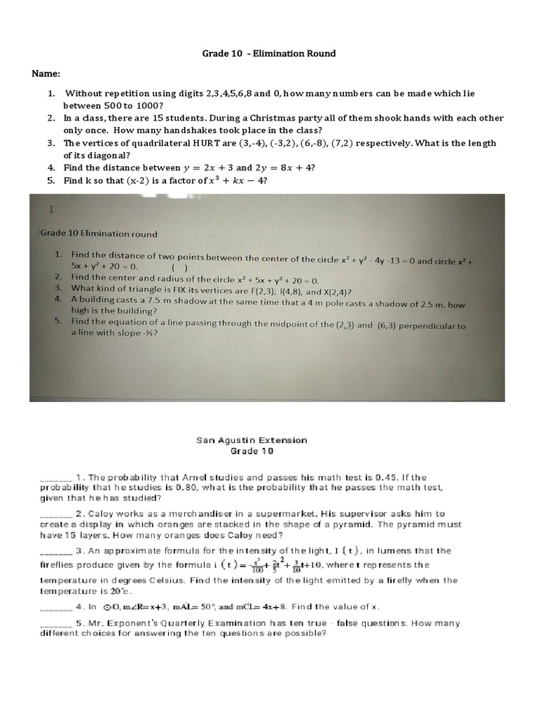 Grade 10 - Questionnaire | PDF