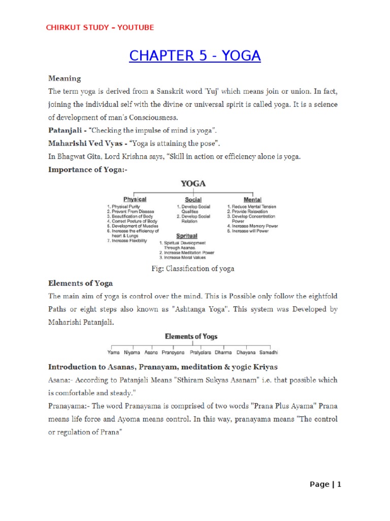 Chapter 5 - Yoga: Chirkut Study - Youtube | PDF