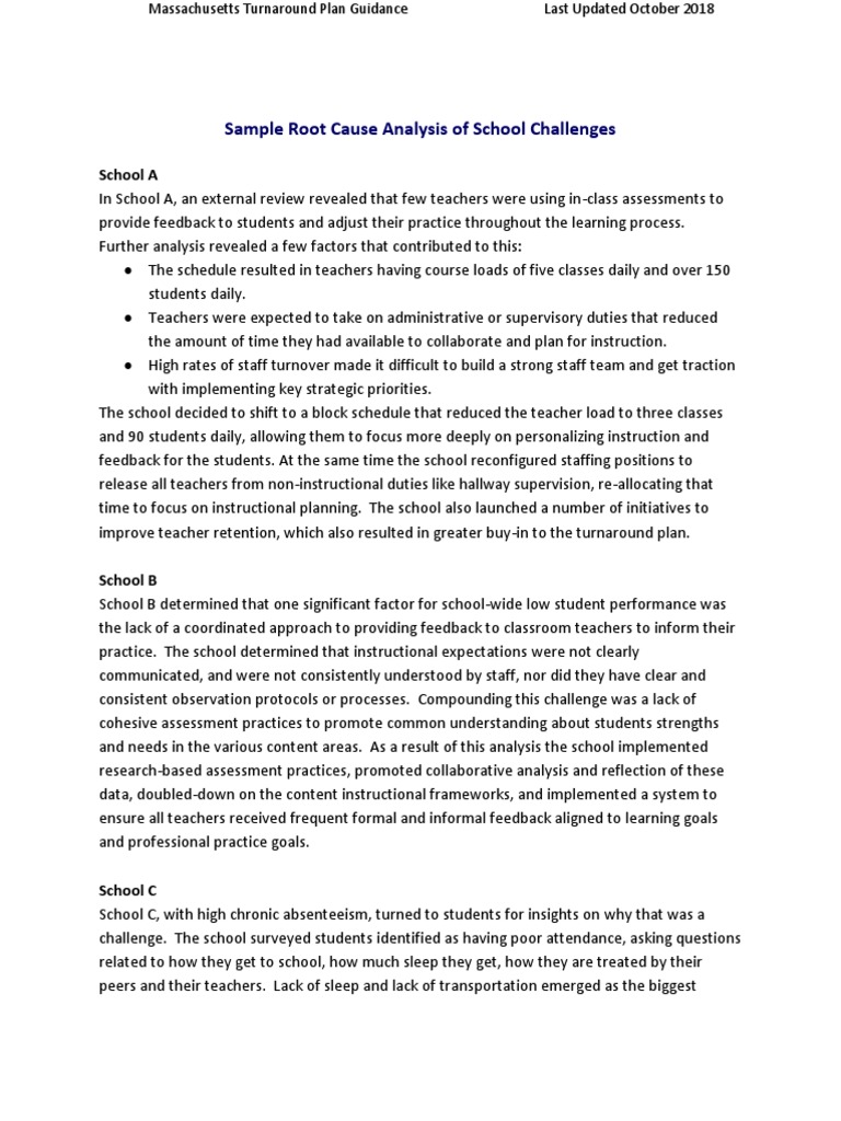 Sample Root Cause Analysis of School Challenges | PDF | Behavior ...