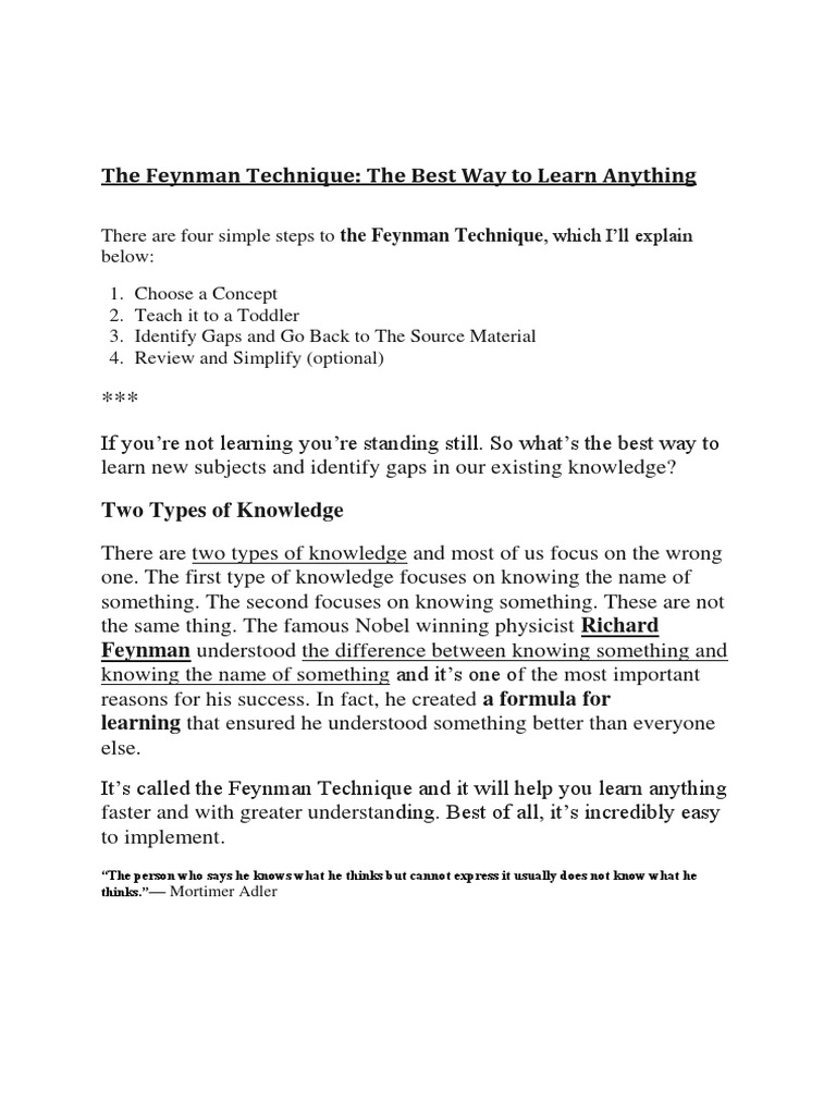 Feynman Technique | PDF | Richard Feynman | Vocabulary