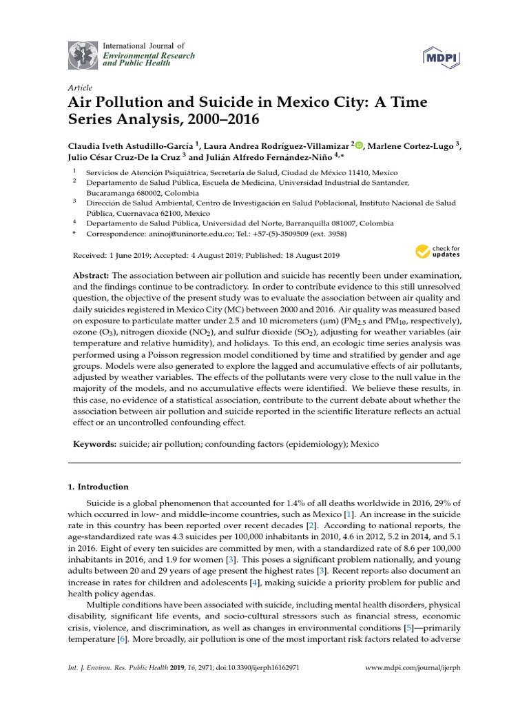 Air Pollution and Suicide in Mexico City | PDF | Air Pollution | Mental ...