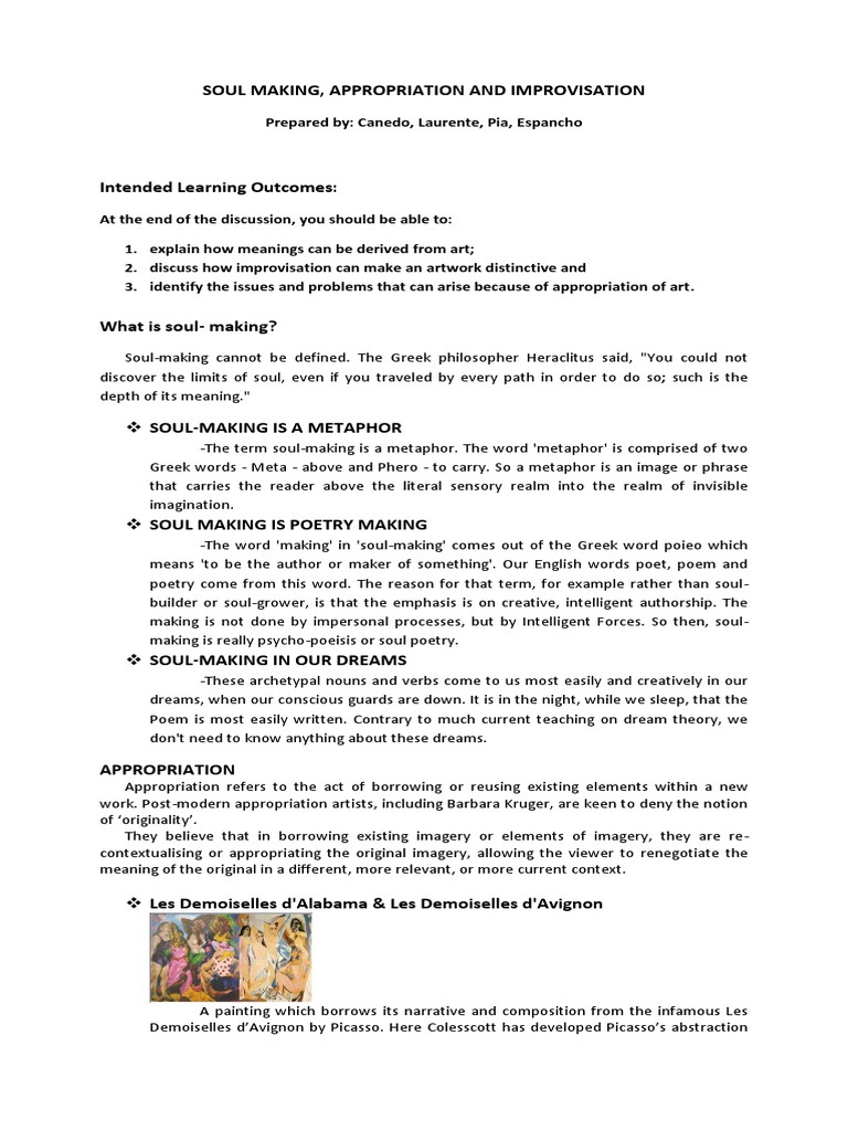 Soul Making, Appropriation | PDF | Soul | Metaphor