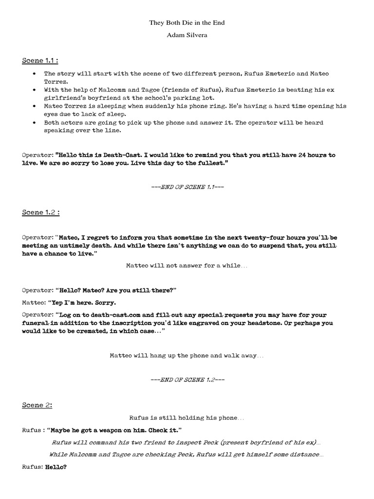 They Both Die at The End (Script) PDF | PDF