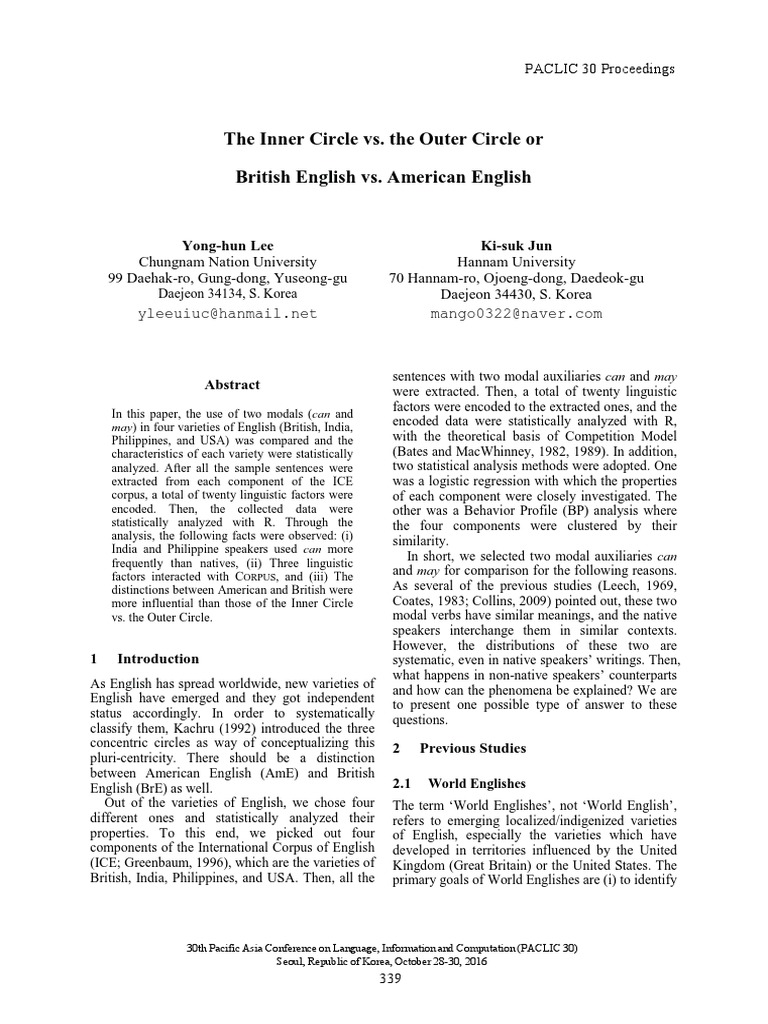 The Inner Circle vs. The Outer Circle or British English vs. American ...