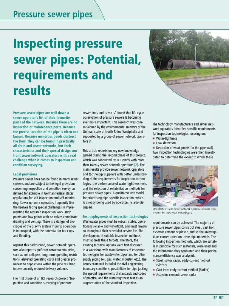Ikt RT 2016 05 Pressure Sewer Pipes Inspection | PDF | Risk Management ...