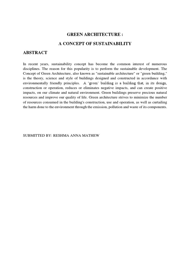 Green Architecture: A Concept of Sustainability | PDF