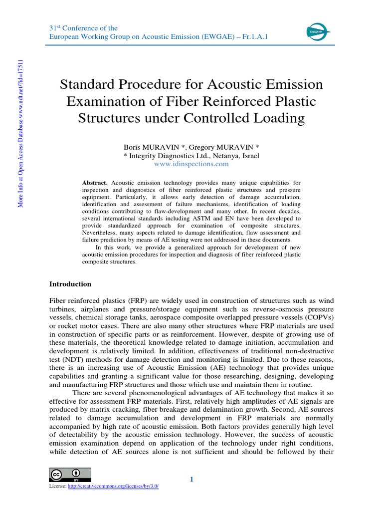 Acoustic Emission Testing for FRP Structures | PDF | Fracture Mechanics ...
