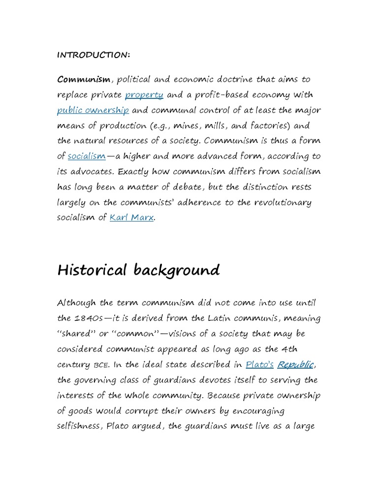 Historical Background: Property Public Ownership | PDF | Communism ...